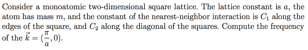 Solved Consider a monoatomic two-dimensional square lattice. | Chegg.com