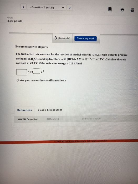 Solved The first-order rate constant for the reaction of | Chegg.com