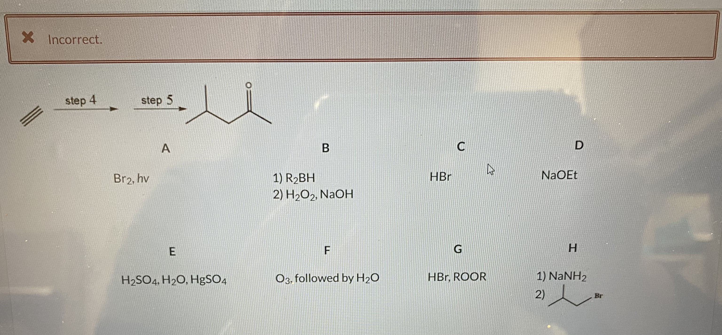 Solved A Br2,hv B 1) R2BH 2) H2O2,NaOH C HBr HBr F | Chegg.com