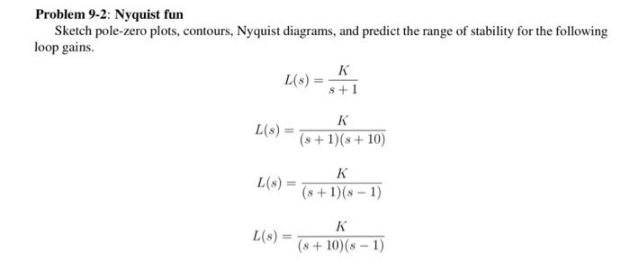 Solved Sketch pole-zero plots, contours, Nyquist diagrams, | Chegg.com
