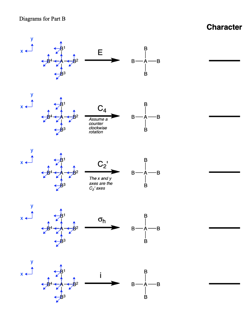 Solved y x B. The molecule to the right has D4h symmetry. | Chegg.com