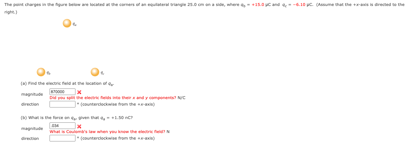 Solved right.) (a) Find the electric field at the location | Chegg.com