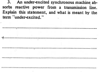 Solved 3. An under-excited synchronous machine ab- sorbs | Chegg.com