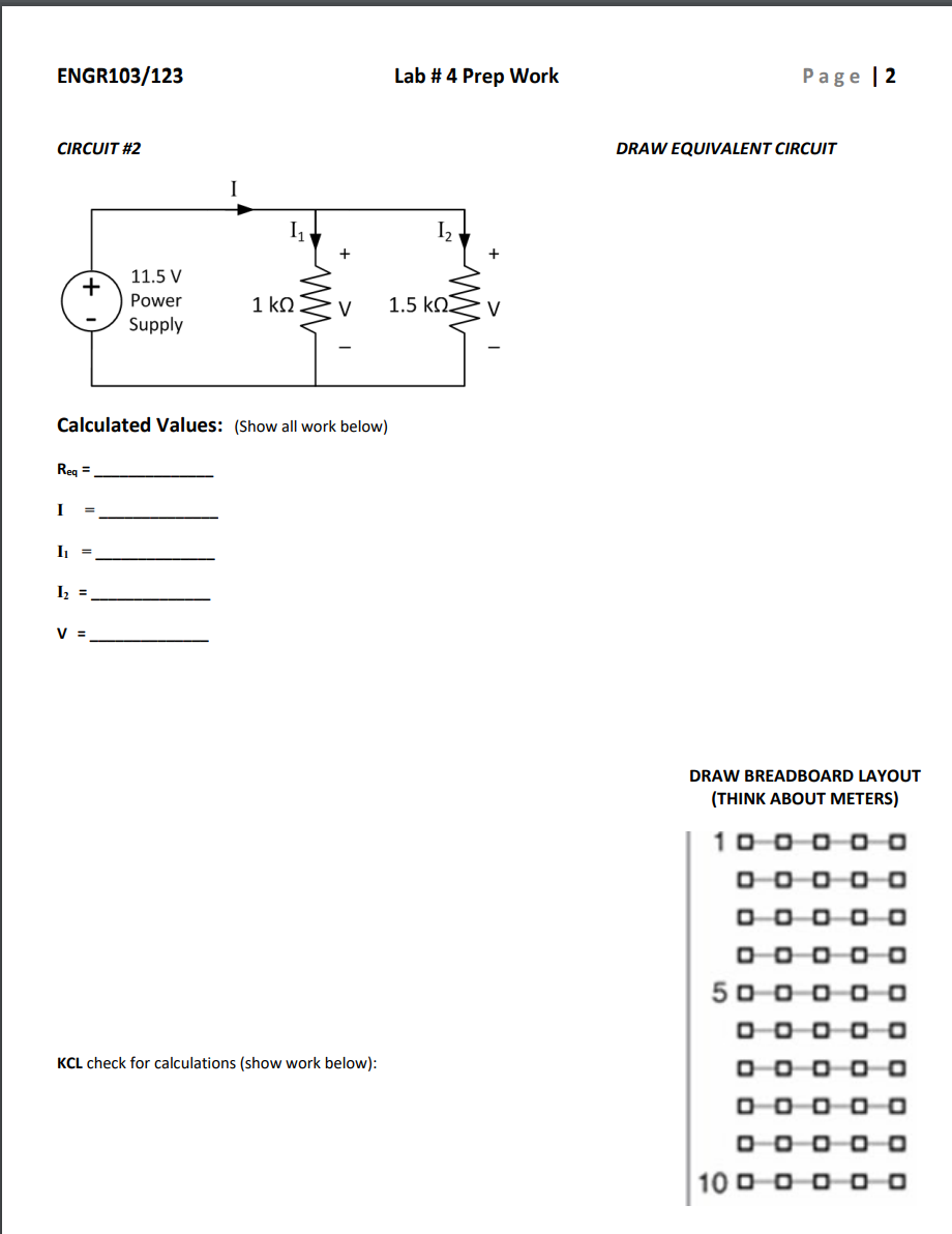 Solved DRAW EQUIVALENT CIRCUIT Calculated Values: (Show all | Chegg.com
