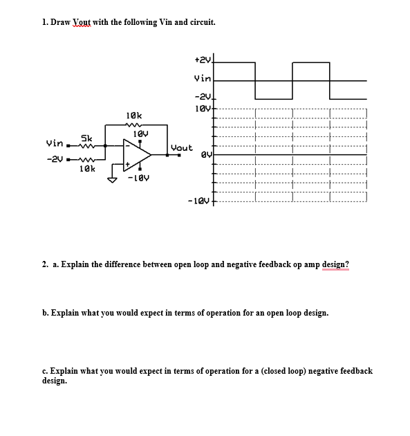 Solved 1. Draw Yeut with the following Vin and circuit. 2. | Chegg.com