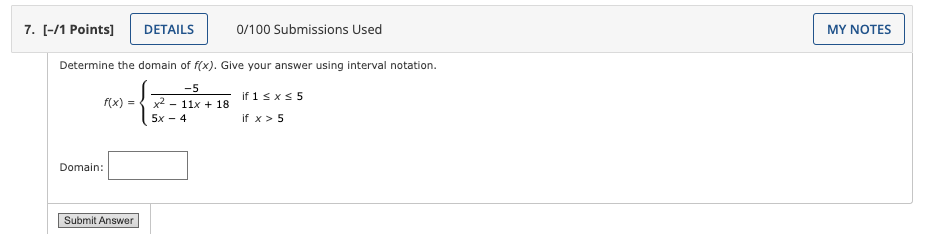 Solved -/1 Points] 0/100 Submissions Used Determine the | Chegg.com