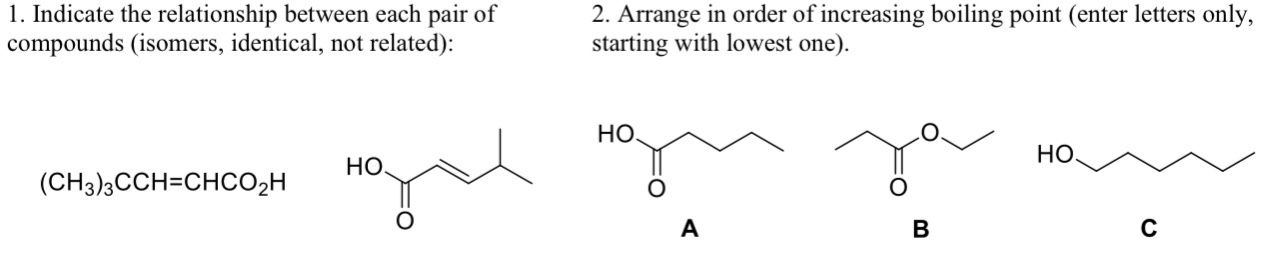 Solved 1. Indicate the relationship between each pair of | Chegg.com