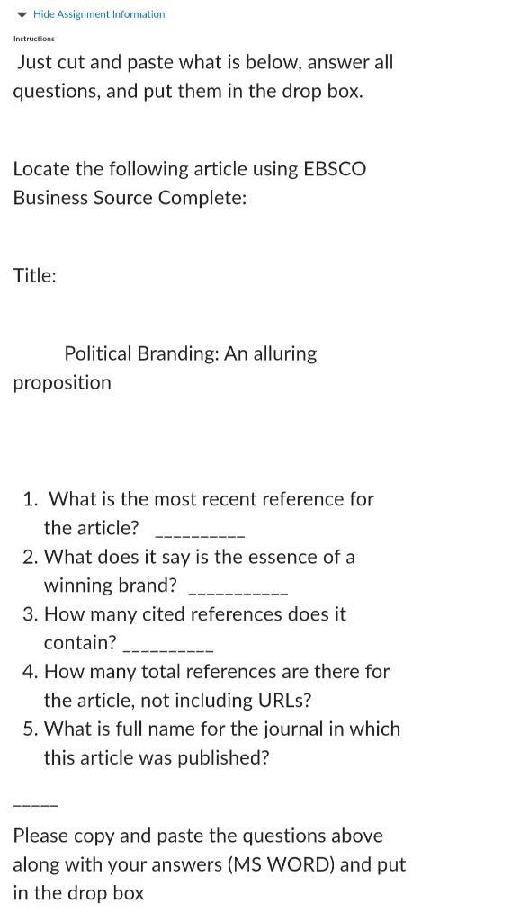 Solved - Hide Assignment Information Instructions Just cut | Chegg.com