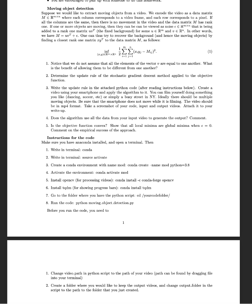 Solved Moving Object Detection Suppose We Would Like To