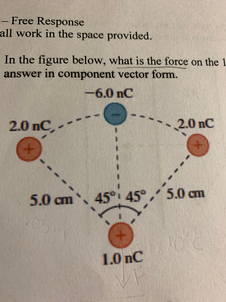 Solved in the figure below, what is the force on the 1nC | Chegg.com