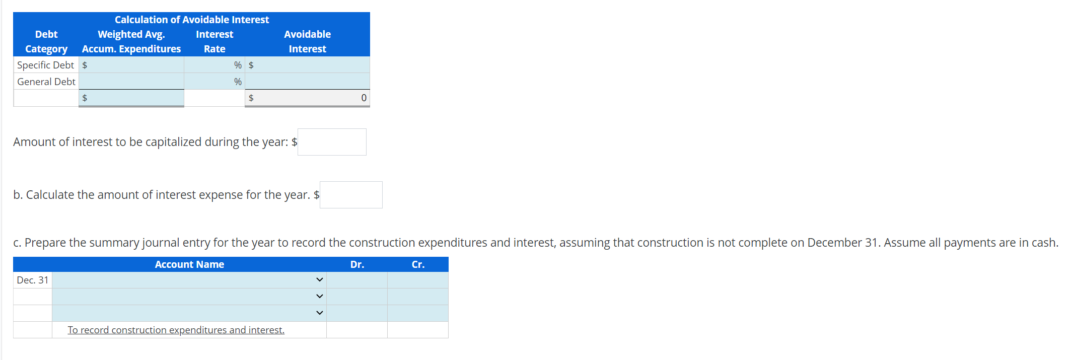Solved Computing and Recording Interest Capitalization | Chegg.com