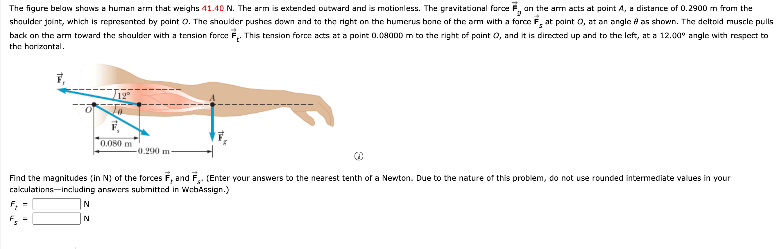 Solved The figure below shows a human arm that weighs 41.40 | Chegg.com