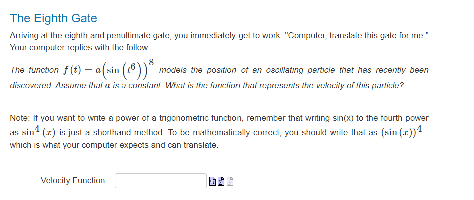 Solved The Eighth Gate Arriving at the eighth and | Chegg.com