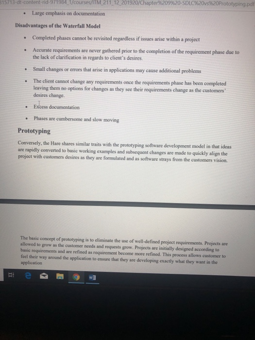 Solved 1. 2. Summarize the two systems development | Chegg.com
