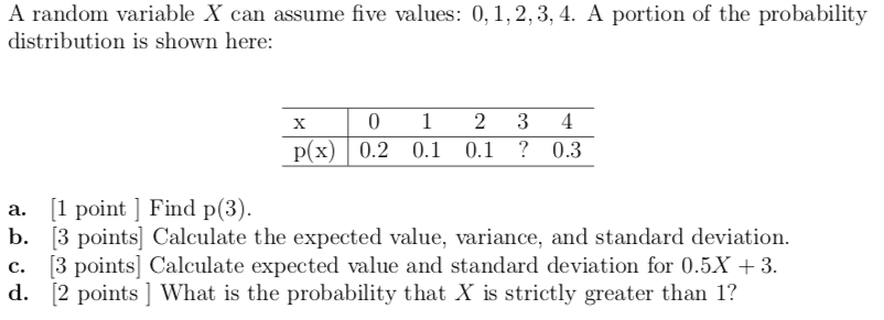 Solved A random variable X can assume five values: 0,1,2,3, | Chegg.com