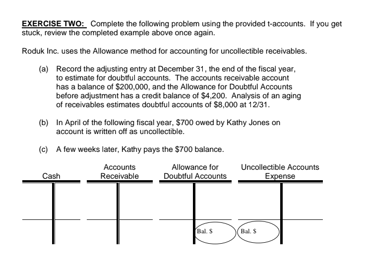 Solved a) After completing all of the entries in Exercise | Chegg.com