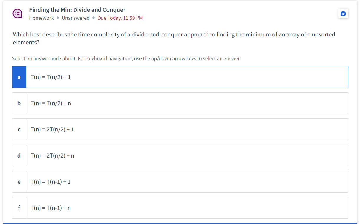 Solved Finding The Min Divide And Conquer Homework •