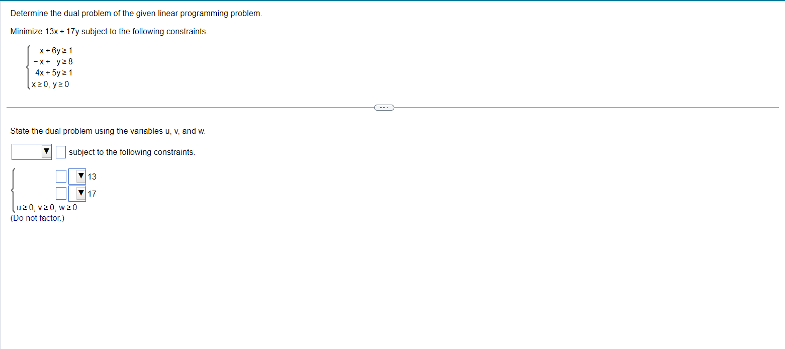 Solved Determine the dual problem of the given linear | Chegg.com