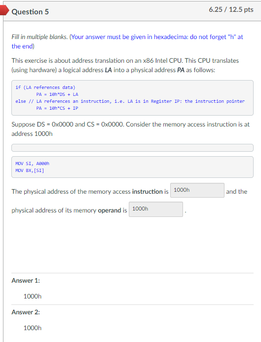 Solved Question 8 0/12.5 pts Fill in multiple blanks. (Your | Chegg.com