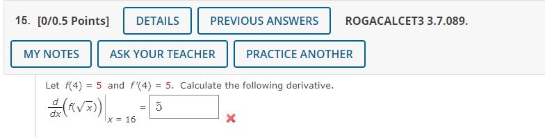 Solved 15. [0/0.5 Points] DETAILS PREVIOUS ANSWERS | Chegg.com