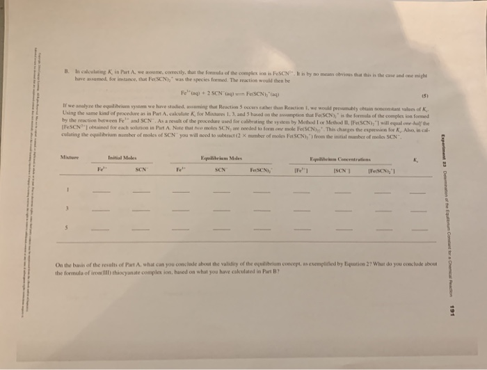Name Section Experiment 23 Data and Calculations: | Chegg.com
