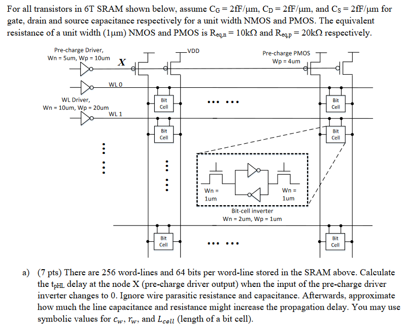 For all transistors in 6T SRAM shown below. assume | Chegg.com