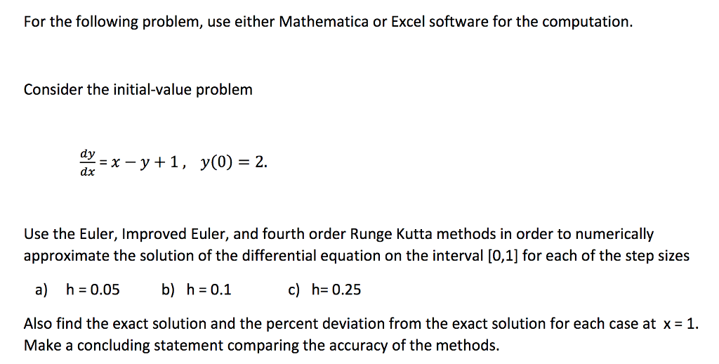 Solved For The Following Problem Use Either Mathematica Or 