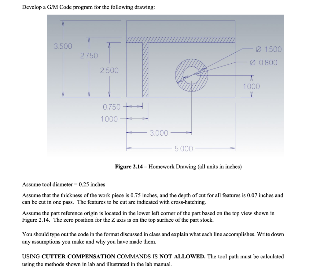 Solved Develop a G/M Code program for the following drawing: | Chegg.com