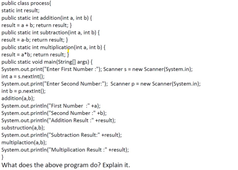Solved public class process{ static int result; public | Chegg.com