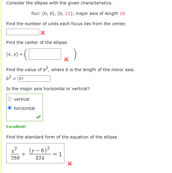 Solved Consider the ellipse with the given | Chegg.com