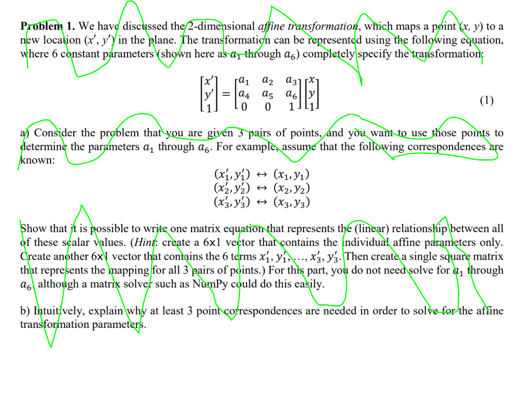 Solved Problem 1. We have discussed the 2-dimensional affine | Chegg.com