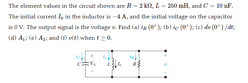 Solved The element values in the circuit shown are | Chegg.com