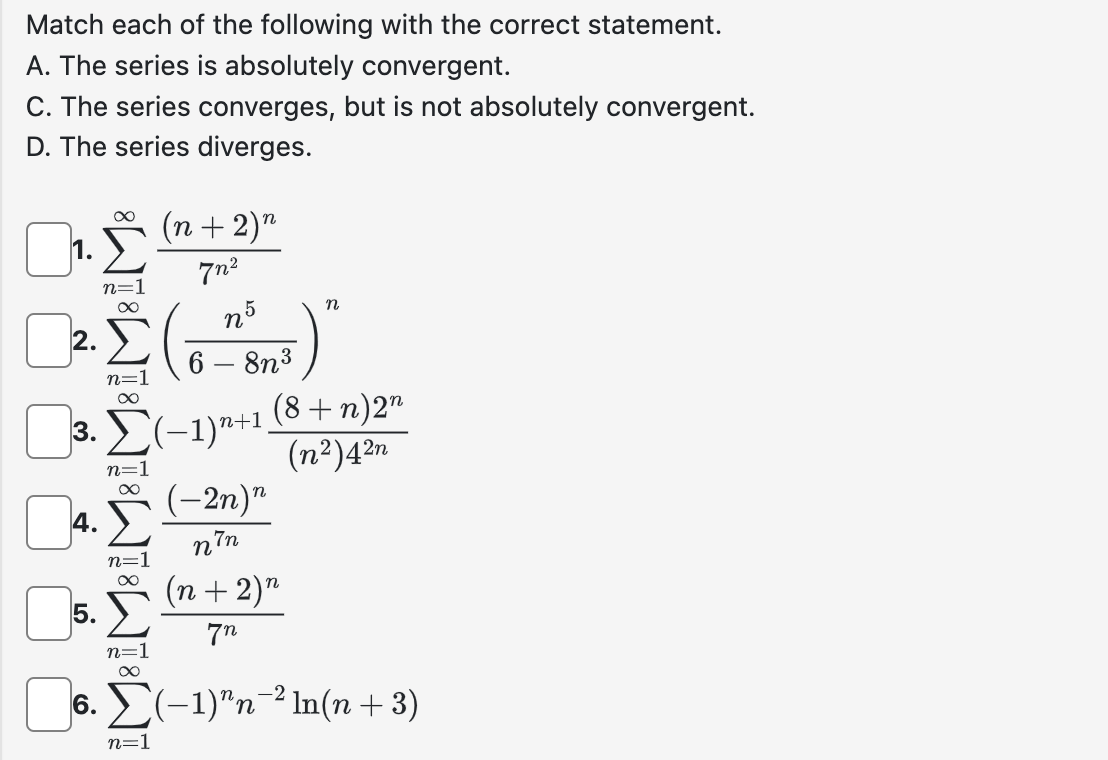 Solved Match each of the following with the correct | Chegg.com