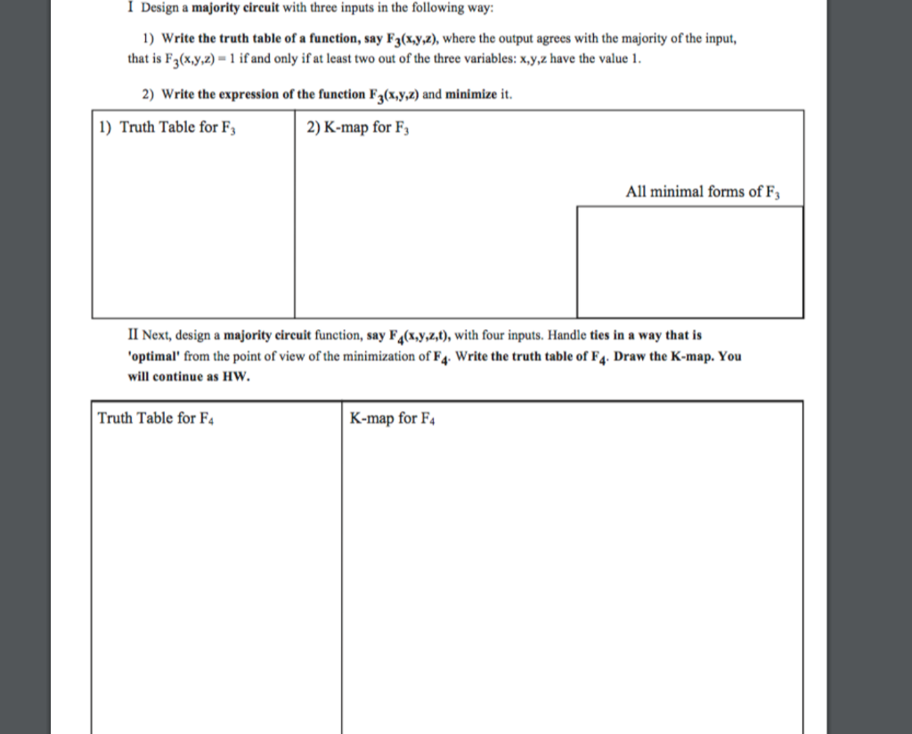 Solved I Design a majority circuit with three inputs in the | Chegg.com