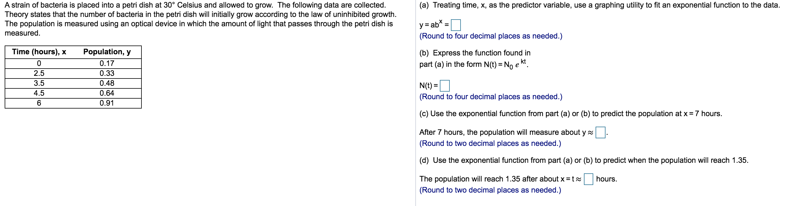 Solved (a) Treating time, x, as the predictor variable, use | Chegg.com