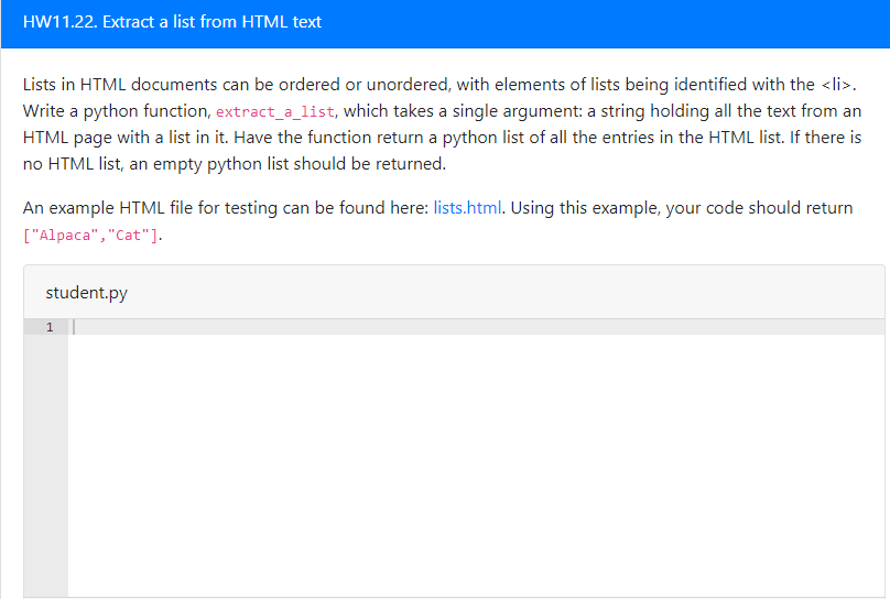 Solved HW11 22 Extract A List From HTML Text Lists In HTML Chegg