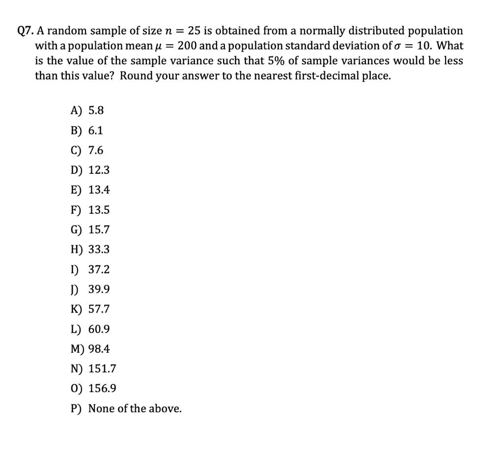 Solved Q7. A random sample of size n=25 is obtained from a | Chegg.com