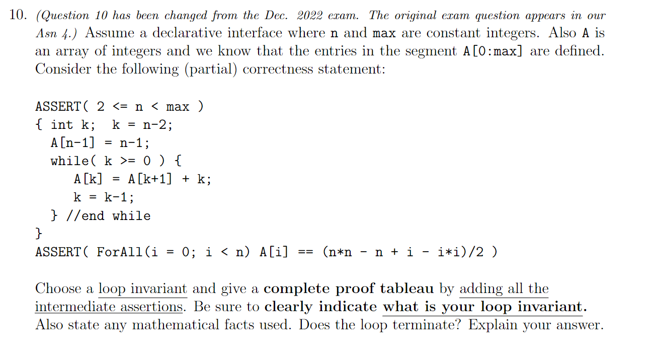Solved 10. (Question 10 has been changed from the Dec. 2022 | Chegg.com