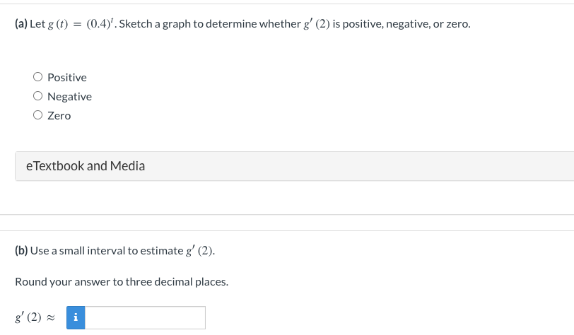 Solved (a) ﻿Let g(t)=(0.4)t. ﻿Sketch a graph to determine | Chegg.com