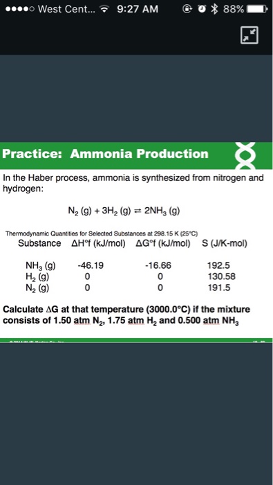 Solved In the Haber process, ammonia is synthesized from | Chegg.com