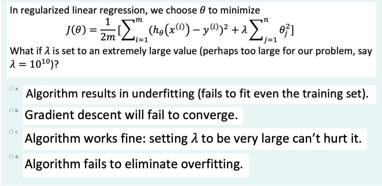 Solved m n = In regularized linear regression, we choose 0 | Chegg.com