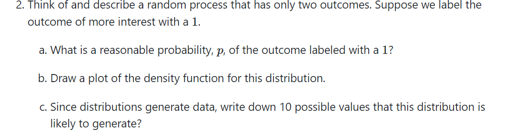 Solved 2. Think of and describe a random process that has | Chegg.com