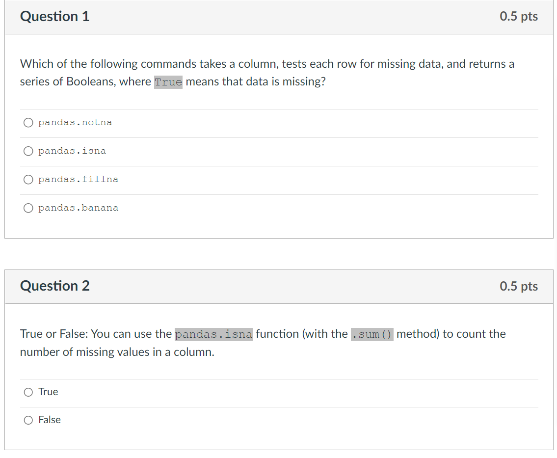 Solved Which of the following commands takes a column, tests | Chegg.com