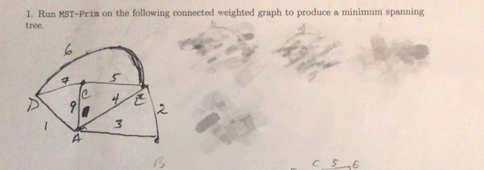 Solved 1. Run MST-Prim on the following connected weighted | Chegg.com