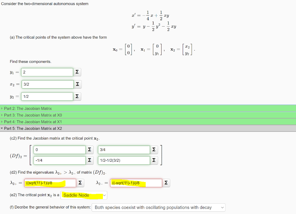 Solved Consider the two-dimensional autonomous system 1 ' = | Chegg.com