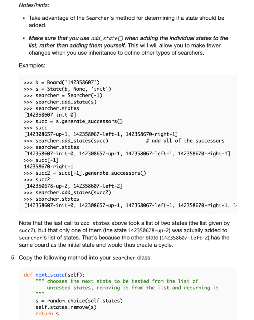 Solved Part III: A Searcher class for random search In the | Chegg.com