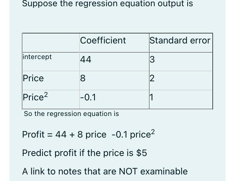 Solved Suppose the regression equation output is So the | Chegg.com