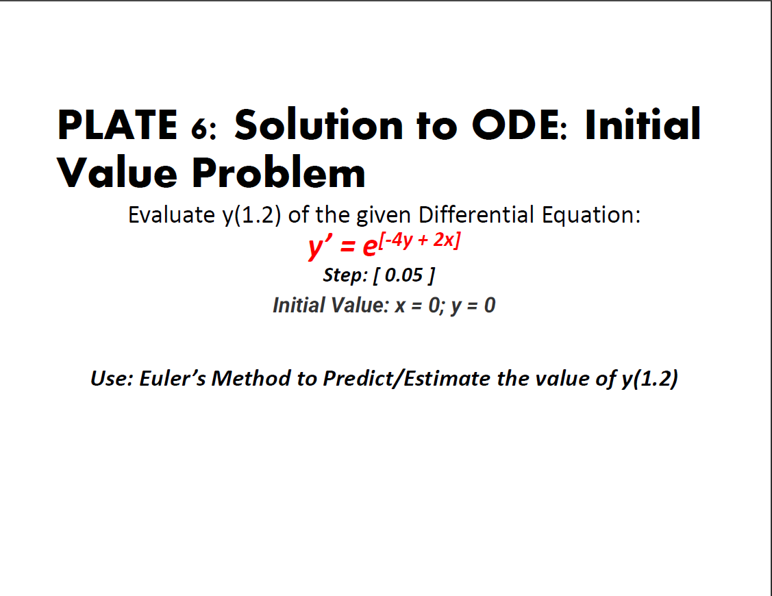 Solved PLATE 6: Solution to ODE: Initial Value Problem | Chegg.com