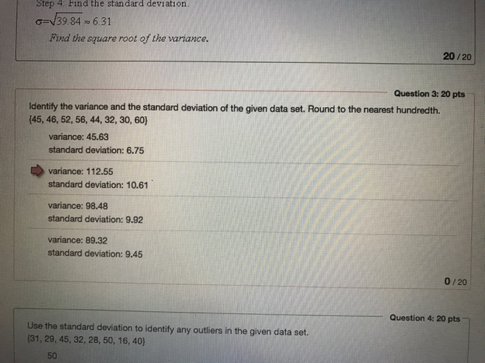 Solved Step 4 Find the standard deviation. v39 84 631 Rind | Chegg.com
