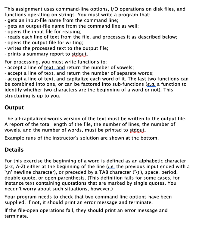 Solved This assignment uses command-line options, I/O | Chegg.com